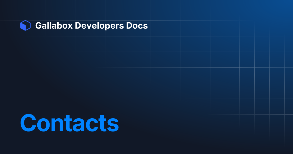 Contacts | Gallabox Developers Docs